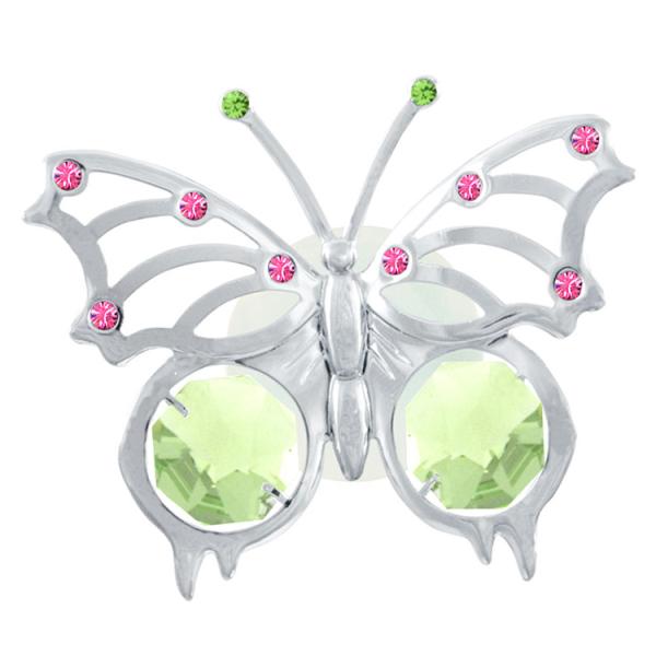 ◆商品名：吸盤式サンキャッチャー・バタフライ１◆サイズ / 高さ：４．２cm　幅：５．３cm　本体の厚み：１cm◆材質 / 金属部：クローム コーティング　ガラス部 / 使用部材：スワロフスキー クリスタル◆クリスタルの色：　羽：ライト ペ...
