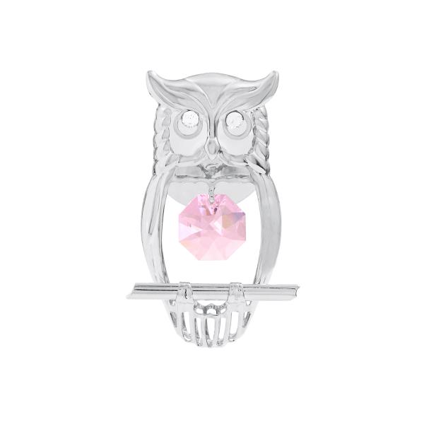 ◆商品名：吸盤式 サンキャッチャー・フクロウ１◆サイズ / 高さ：５．９cm　幅：３．６cm　本体の厚み：１cm◆材質 / 金属部：クローム コーティング　ガラス部 / 使用部材：スワロフスキー クリスタル◆クリスタルの色：　ロザリン（ピン...
