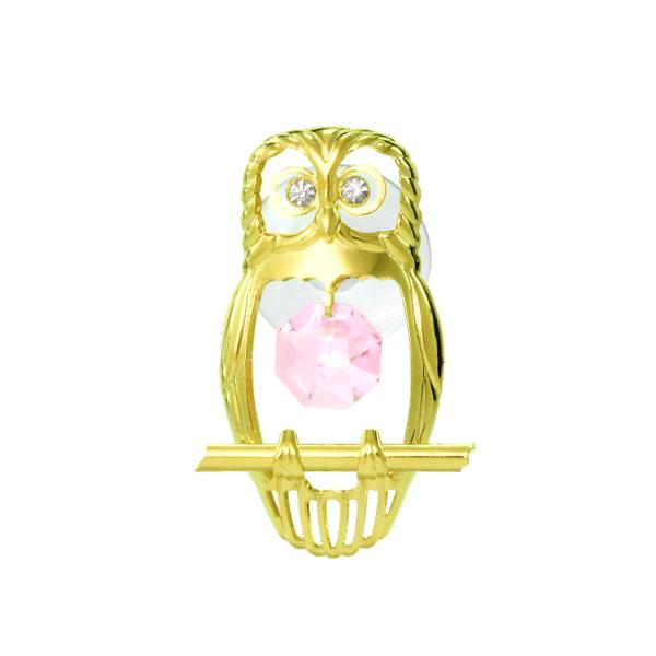 ◆商品名：吸盤式 サンキャッチャー・フクロウ２◆サイズ / 高さ：５．５cm　幅：３．６cm　本体の厚み：１cm◆材質 / 金属部：２４K ゴールド コーティング　ガラス部 / 使用部材：スワロフスキー クリスタル◆クリスタルの色：　ロザリ...