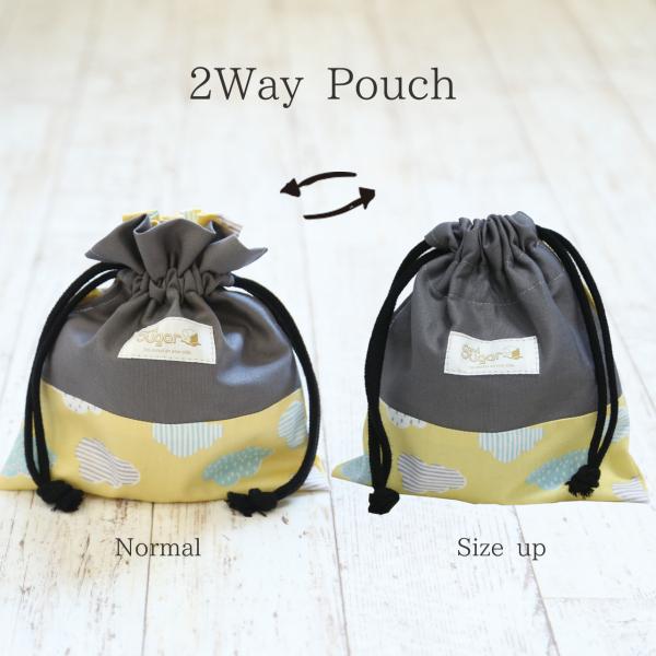 サイズが変えれる2way巾着 （コップ・マスク入れ）が登場！なんと紐の通す位置を変更すればサイズUPが可能な2Way巾着巾着のフリルが可愛い通常サイズと3cmの容量UPのBIGサイズ持ち手つきコップもラクラク収納可能！給食マスク入れのもおす...