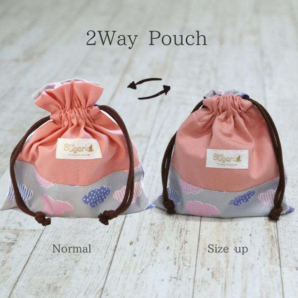 サイズが変えれる2way巾着 （コップ・マスク入れ）が登場！なんと紐の通す位置を変更すればサイズUPが可能な2Way巾着巾着のフリルが可愛い通常サイズと3cmの容量UPのBIGサイズ持ち手つきコップもラクラク収納可能！給食マスク入れのもおす...