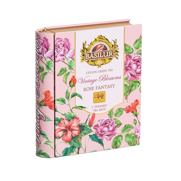 ピュアセイロン緑茶の葉、バラの花の魔法の組み合わせ。甘く魅惑的な仕上がりで、アフタヌーンティーにぴったりです。はちみつを添えていただくとよりおいしくいただけます。あなたのティータイムを花々の世界へと誘う「ヴィンテージブロッサムズ - ローズ...