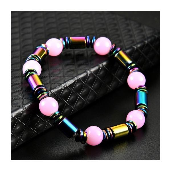 ブレスレット磁気商品バングル：可愛いいおしゃれヘマタイト天然石とパワーストンローズクォーツのコラボ★磁気石は血行を良くし活性化持久力を高める効果があるようです。和名　赤鉄鋼：へマタイトは別名磁気石と呼ばれ、身につけると血行を良くし、肩こりな...