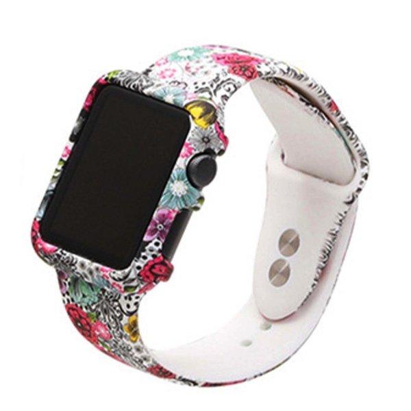Apple Watch series4 5 6 7 SE series3/2/1対応 40mm 44mm 38mm 42mm 交換用ベルト シリコンレディース サイズ調整 プリント チョウ 花 フラワー 豹柄 モノトーン レトロ 可愛い 耐...