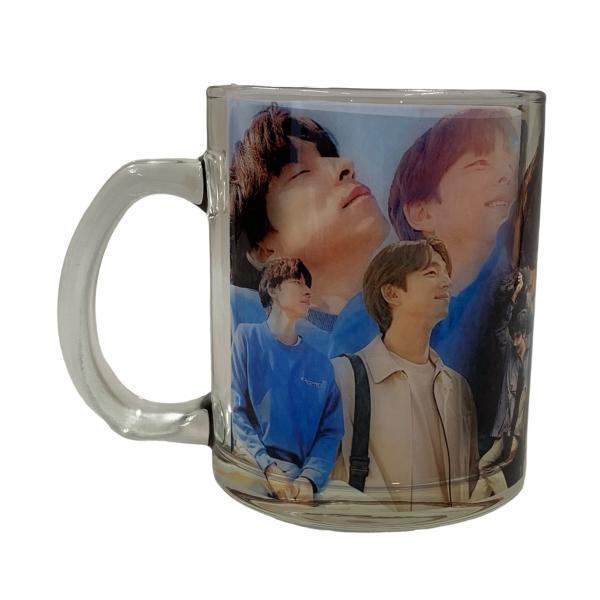 ■マグカップ・韓流グッズ<BR>・耐熱ガラス製ののマグカップです。<BR>■サイズ：直径80ｍｍ、高さ95ｍｍ<BR>■店舗連絡先：アンジーソウル0276-55-6707<BR>★写真は白い紙...