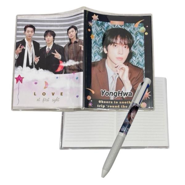 ■ビニールカバーノート&amp;３色ボールペン・韓流グッズビニールカバー付き、中のノートは市販のものですので写真は入っていません。・サイズ：Ａ６（約11×15.5ｃｍ)■３色ボールペン　韓流グッズ・グリップ部分に滑り止め加工あり【本体サイズ...