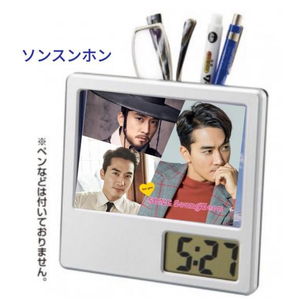■写真入りペン立て付き置き時計・単4電池1個使用（別売り）・使用方法は取扱説明書に記載してあります。サイズ：W145×D20×H140mm素材：ABS樹脂、ガラス中国製