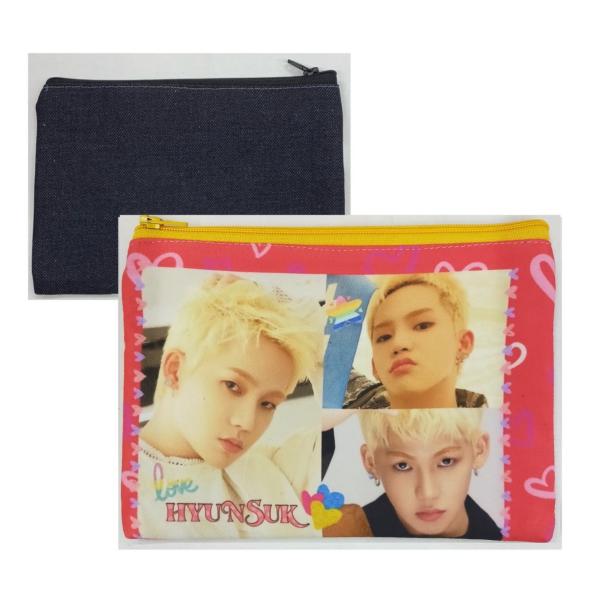 ■フラットポーチ・韓流グッズ・布製のポーチ、裏面はデニム生地です。・ファスナーのカラーはランダムです。■サイズ：約18×12.5ｃｍ、マチ無し
