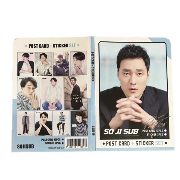 ■ポストカード＆ステッカーセット・韓流グッズケース入り、ポストカード12枚・ステッカー3枚入り全部違う写真です。■サイズ：11.5×15.5ｃｍ（はがきサイズ）■区分：韓国製／雑貨