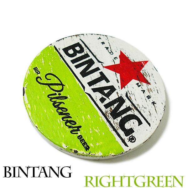 おなじみバリの【BINTANG】ビールのロゴが描かれたお洒落な木製コースターが新着です☆表・裏とも印刷をかすらせて、アンティークな雰囲気に仕上げられています。コースターとしてよりもバリの雰囲気のインテリアとしても、見逃せない1枚です☆※1枚...