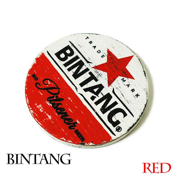 おなじみバリの【BINTANG】ビールのロゴが描かれたお洒落な木製コースターが新着です☆表・裏とも印刷をかすらせて、アンティークな雰囲気に仕上げられています。コースターとしてよりもバリの雰囲気のインテリアとしても、見逃せない1枚です☆※1枚...