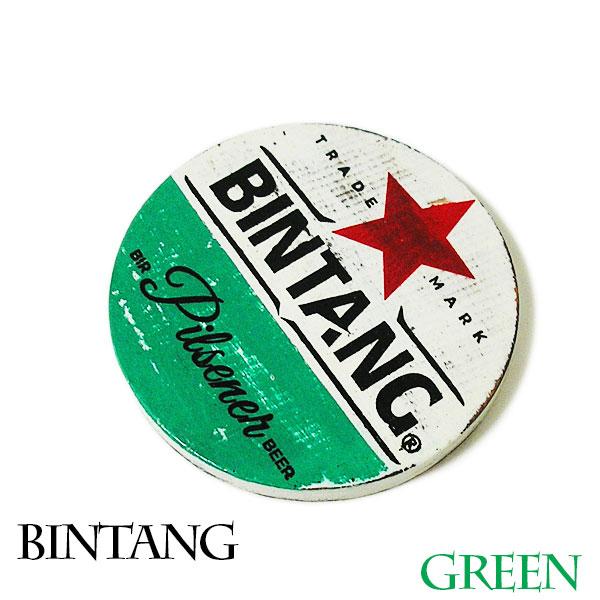 おなじみバリの【BINTANG】ビールのロゴが描かれたお洒落な木製コースターが新着です☆表・裏とも印刷をかすらせて、アンティークな雰囲気に仕上げられています。コースターとしてよりもバリの雰囲気のインテリアとしても、見逃せない1枚です☆※1枚...
