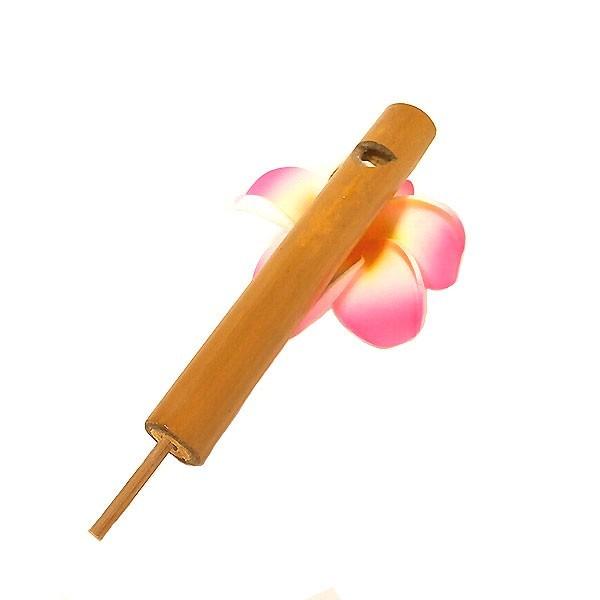 どこか懐かしい感じのバンブー（竹）で作られた笛。下に付いた棒を上下させることで鳥の鳴き声に似た音色が楽しめます。鳥の鳴き声と比べやや低音が強調されているような音です。天然の竹をそのまま加工してあり色付けや塗装などはしていませんので、口に付け...