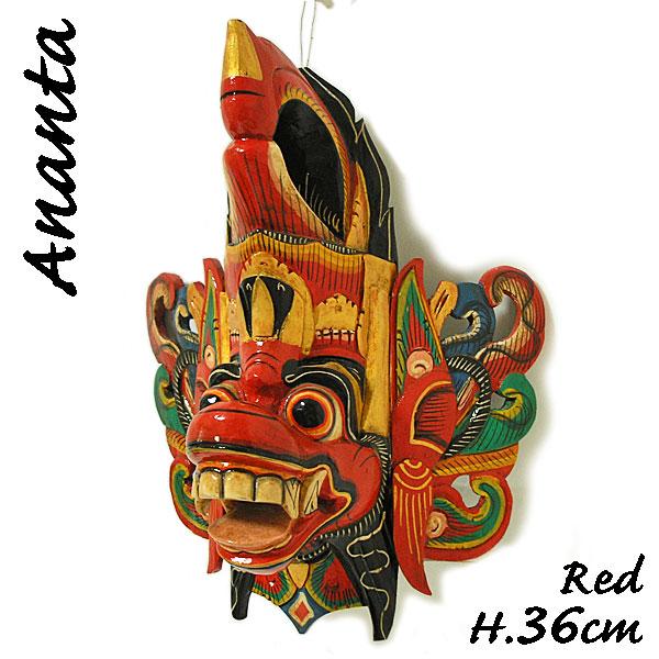 ガルーダの宿敵「蛇神」ナーガ族の中の王の一人とされ、後にwisnu神の使いともいわれる「アナンタ竜王」の壁掛けマスク。立体的に彫られたアナンタに鮮やかなカラーでペイントされています。アナンタ竜王の顔は迫力のある浮き彫りで彫られ、口は裏側まで...