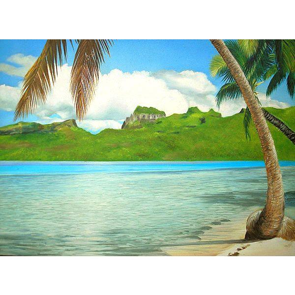 真っ青な空とさざ波が寄せる海岸線、大きく描かれた椰子の木。新進気鋭の画家M.Santoのシリーズです。バリのサンセットを描いたら(当店でもご紹介しています)G.Windyが有名ですが、デイタイムのビーチはSantoの作品も引けをとりません。...