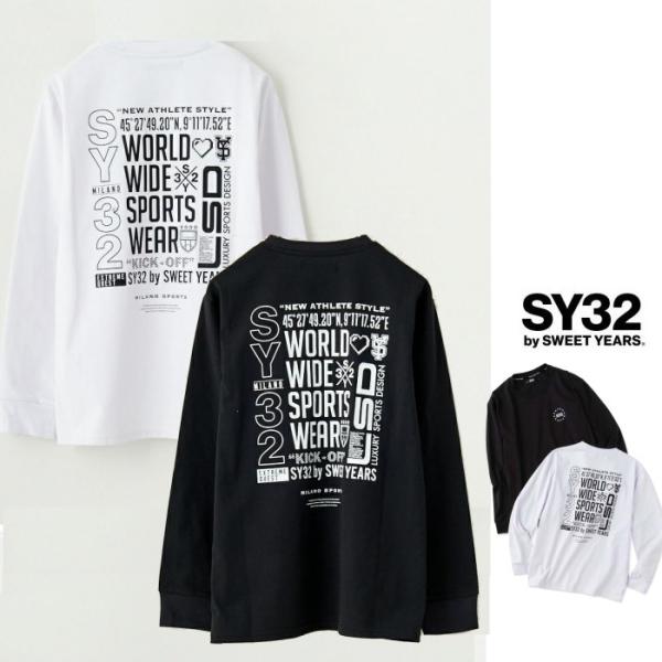 【BRAND】　SY32 by SWEET YEARS【PRICE】　￥9350（税込み）【STYLE】　15071J【MODEL】　MULTI LOGO BACKPRINT L/S TEE【COLOR】　WHITE（ホワイト）　BLACK...