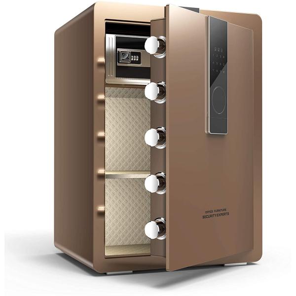 【発売日：2022年12月20日】●即日〜2営業日内スピード発送！4本のバーでロック安心な頑丈設計なテンキー式小型電子金庫型番：A6-60　色：ブラウン内寸サイズ 43x37x26cm外寸サイズ H60xW38xD33cm重量　約21Kg ...