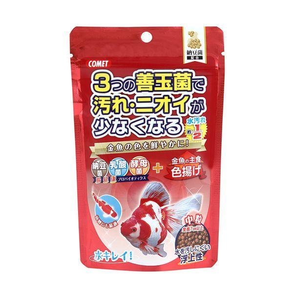 イトスイ　コメット 金魚の主食 納豆菌 色揚げ 中粒 ９０ｇ納豆菌に加え、新たに乳酸菌と酵母菌を配合。この3つの善玉菌の力で金魚の腸内細菌のバランスを整え、水の汚れや嫌なニオイを減らします。更に金魚の色を鮮やかにするカロチノイド配合の色揚げ...