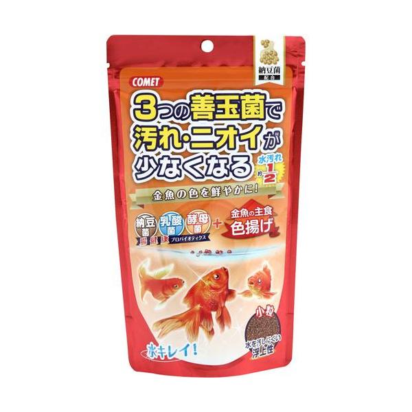 イトスイ　コメット 金魚の主食 納豆菌 色揚げ 小粒 ２００ｇ納豆菌に加え、新たに乳酸菌と酵母菌を配合。この3つの善玉菌の力で金魚の腸内細菌のバランスを整え、水の汚れや嫌なニオイを減らします。更に金魚の色を鮮やかにするカロチノイド配合の色揚...