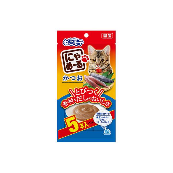 アース・ペット　にゃめ〜る かつお ５本一度にゃめたらとまらない！おいしさの秘密かつおをたっぷり使用、素材のおいしさを味わえる素材の味を引き立てるだしがうま味と香りをプラス健康なおなかにやさしい発酵食「ヨーグルト」を配合,無着色・無香料--...