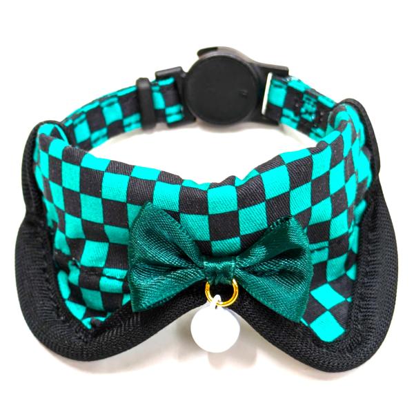 岡野製作所　和柄エリ付キャット 市松おしゃれな和柄の肌にやさしいコットン製生地を使用した、襟付きの猫用首輪です。負荷がかかると外れるセーフティバックルタイプ。万が一枝などに首輪が引っかかっても、バックルが外れるので安心です。---対象---...