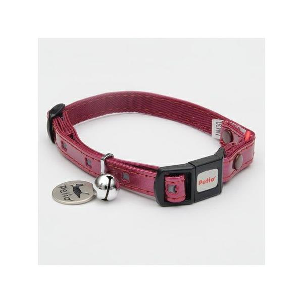 ペティオ　キャットカラー クロスレザーカラー レッド合成皮革にクロスの型抜きがアクセント！クロス部分が反射します！おしゃれで可愛い猫専用首輪。迷子札、反射付。首輪が木の枝等にひっかかっても首を抜くことができるゴム付き安心仕様。---対象--...