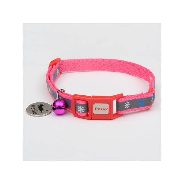 ペティオ　CAT COLLAR バトンフラワーカラー ピンク反射ラインに小花が並んだかわいい首輪。おしゃれで可愛い猫専用首輪。迷子札、反射付。首輪が木の枝等にひっかかっても首を抜くことができるゴム付き安心仕様。---対象---全猫種---原...