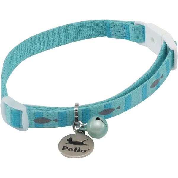 ペティオ　CAT COLLAR フィッシュボーダーカラー ブルー人気の反射素材を使用したボーダーと魚がかわいい猫専用首輪。力が加わると外れるバックル仕様。万一に備えて名前とＴＥＬが記入できる迷子札付。---対象---全猫種---原産国---...