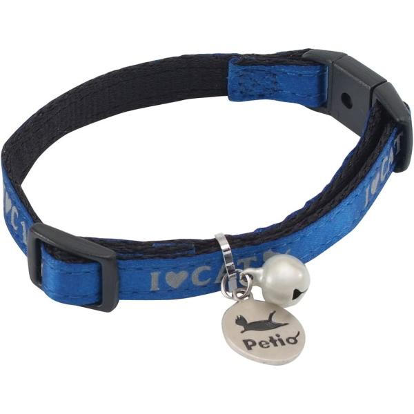 ペティオ　CAT COLLAR ラブキャットカラー ブルー人気の反射素材を使用した落ち着いた色とかわいいロゴ使いの猫専用首輪。力が加わると外れるバックル仕様。万一に備えて名前とＴＥＬが記入できる迷子札付。反射鈴付き。ロゴ部分は反射プリント仕...