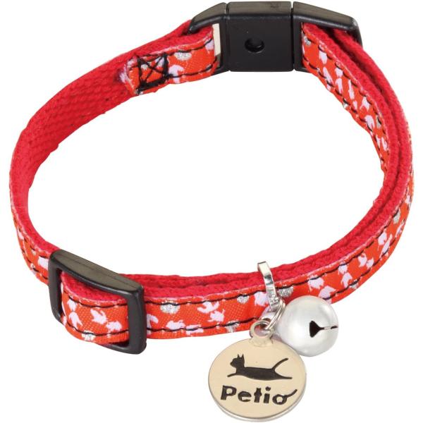 ペティオ　猫小町カラー 金魚 オレンジ和風テイストのおしゃれなネコちゃん専用首輪。力が加わると外れるバックルを使用。反射鈴付。迷子札付。---対象---全猫種---原産国---中国---材質---ポリエステル---サイズ---首周り：１７〜...
