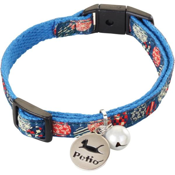 ペティオ　猫小町カラー 手まり ブルー和風テイストのおしゃれなネコちゃん専用首輪。力が加わると外れるバックルを使用。反射鈴付。迷子札付。---対象---全猫種---原産国---中国---材質---ポリエステル---サイズ---首周り：１７〜...