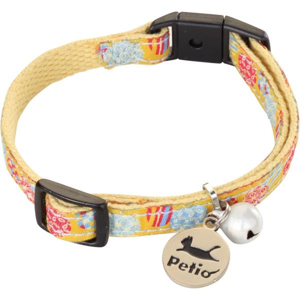 ペティオ　猫小町カラー 手まり イエロー和風テイストのおしゃれなネコちゃん専用首輪。力が加わると外れるバックルを使用。反射鈴付。迷子札付。---対象---全猫種---原産国---中国---材質---ポリエステル---サイズ---首周り：１７...