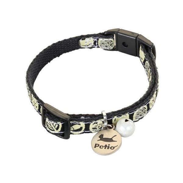 ペティオ　猫小町カラー 猫模様 ブラック　和風テイストのおしゃれなネコちゃん専用首輪。力が加わると外れるバックルを使用。反射鈴付。迷子札付。---対象---全猫種---原産国---中国---材質---ポリエステル---サイズ---首周り：１...