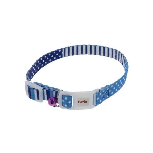 ペティオ　CAT COLLAR ボーダードットカラー ブルー人気のボーダーとドットのデザインがかわいい猫専用首輪。力が加わると外れるバックル仕様。鈴付き。---対象---全猫種---原産国---中国---材質---ポリエステル---サイズ-...