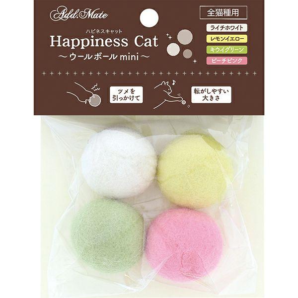 ペティオ　アドメイト HappinessCat ウールボールmini ４個入軽くてコロコロ転がりやすい小さめのウールボール。天然素材のウールを使用した猫用おもちゃです。やわらかく、ツメが引っかかりやすい。 ライチホワイト、ピーチピンク、レモ...