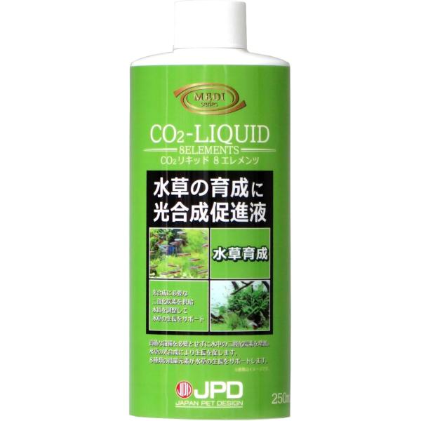ニチドウ　CO2リキッド 8エレメンツ ２５０ｍｌ水草の生長に必要不可欠な二酸化炭素をつくるコンディショナーです。８種類の微量元素を含み、健康な水草の育成をサポートします。二酸化炭素ガス強制添加と異なり、エアレーションをしている水槽でも効果...