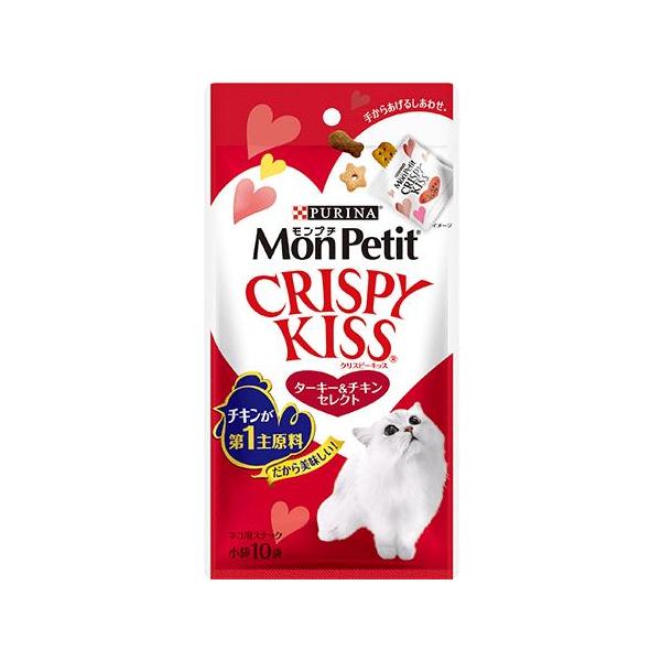 ネスレピュリナ　モンプチ クリスピーキッス ターキー＆チキンセレクト ３０ｇ・賞味期限：２０２６年０６月〜０８月チキンを第1主原料に使用した、香り広がるクリスピーなおやつ。ターキーとチキン2種のお肉のミックスでネコちゃんも大満足。カリカリの...
