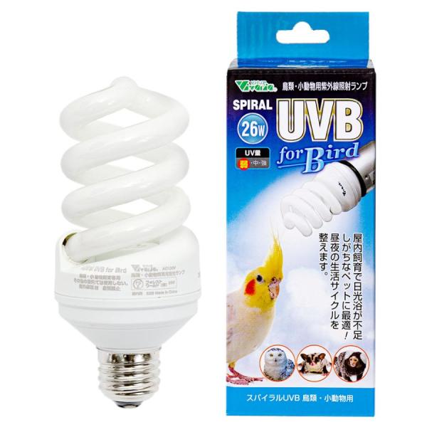 ビバリア 　スパイラルＵＶＢ　Ｆｏｒ　Ｂｉｒｄ　２６Ｗ屋内飼育で日光浴や不足しがちなペットに最適です。自然界の多くの鳥類・小動物は、太陽光に照らされて生活しています。太陽光には紫外線が含まれており、紫外線を浴びることで新陳代謝を行い活動をし...