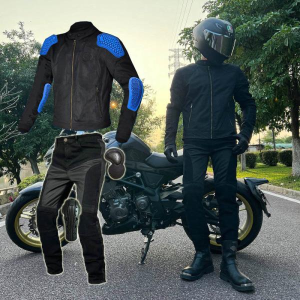 ■商品：メッシュ*バイクパンツor*ジャケットor*２点セット 通気性がよくて夏ですがすがしい■着用季節：春、夏、秋■生　地：　表　地：メッシュ、オックスフォード、裏地：ポリエステルメッシュ■色：黒色(レッドブラック)■サイズ：S-M-L-...