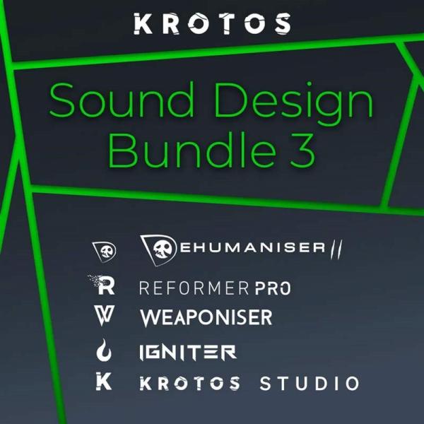 多種多様な効果音を短い時間で創作できるパワフルなバンドル！KROTOS Sound Design Bundle 3は、2に含まれていたコンテンツ全て、すなわち、Dehumaniser 2、Reformer Pro、Weaponiser Fu...