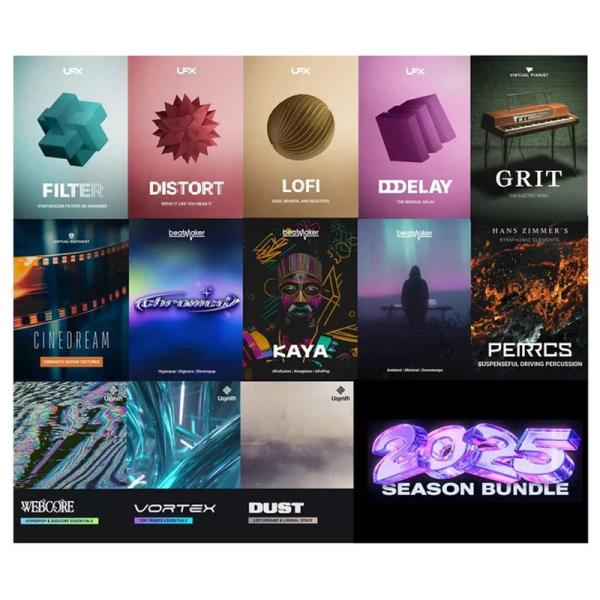 UJAMの2025年を象徴する音を一気に手に入れよう！UJAM 2025 Season Bundleは、UJAMが2025年にリリース・展開してきた全13製品をまとめて収録した期間限定バンドルです。エフェクト、シンセ、ベース、ギター、ビート...