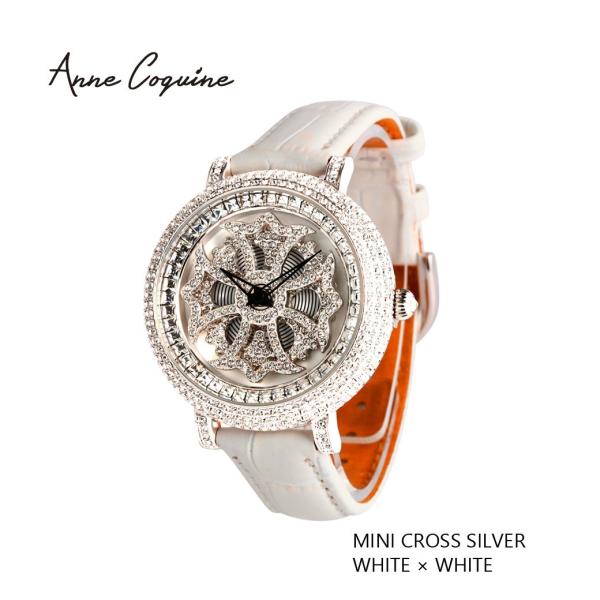 ・金具部分のカラーはSILVER。クリスタルストーンが埋め込まれています。・ベルトはクロコ型押し/本革・秒針なし・ビジューはクリスタルストーン製・サファイヤガラス使用・グルグル時計・表面加工が施された裏ぶたには、『Anne Coquine』...