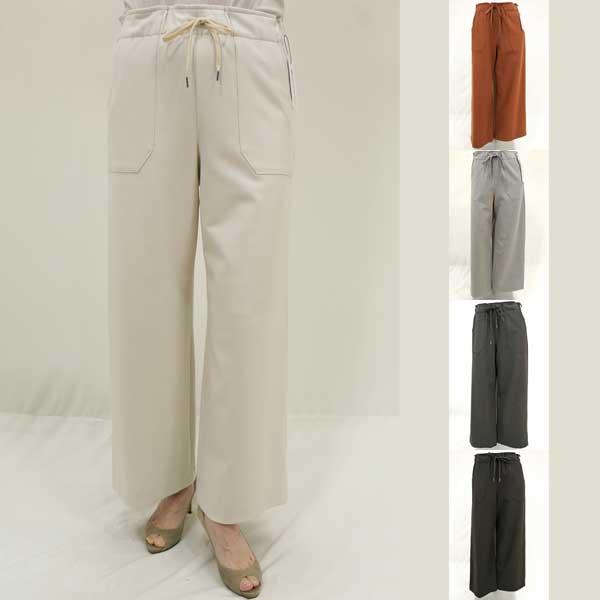 【発売日：2025年11月16日】259-61525/ポリエステル・レーヨンストレッチの両面微起毛素材、ウエストゴムインベル＋１周通したドロストで調節可能なセミワイドストレートシルエットパンツ。ウエストベルトから続きの大きなベイカーポケット...