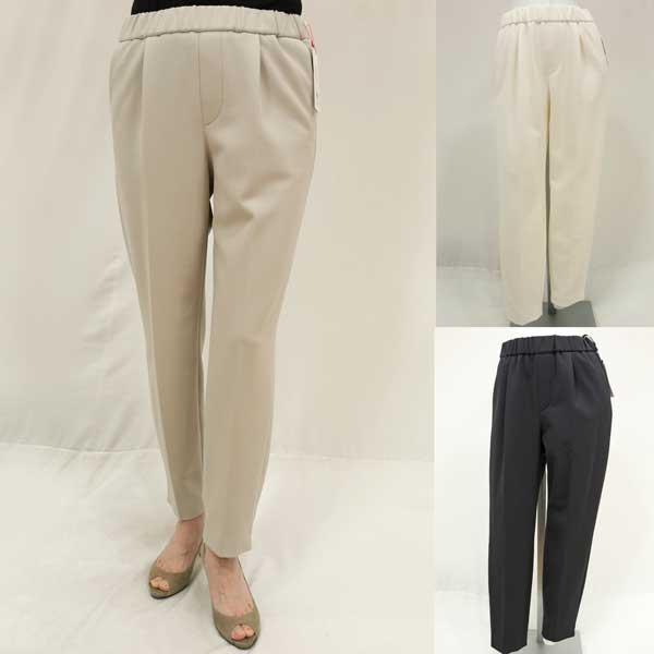 【発売日：2025年12月02日】546621/ポリエステルストレッチツイル裏起毛素材、ウエスト幅広ゴムインベル＋インナードロストの１タックテーパードパンツ、プレスラインが入ったきれい系／エレガンス系で外脇線には3cm深さのサイドスリットが...