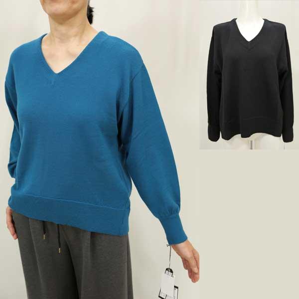 【発売日：2025年12月08日】57143/ラムウール×ファインメリノウール100％の12Gニット、のリラックスプルオーバー、裾周りはリブニットで絞りは緩くストンと落ちるバックロングヒップカバー丈。減らし目の華奢なＶネックは共ニットで裏貼...