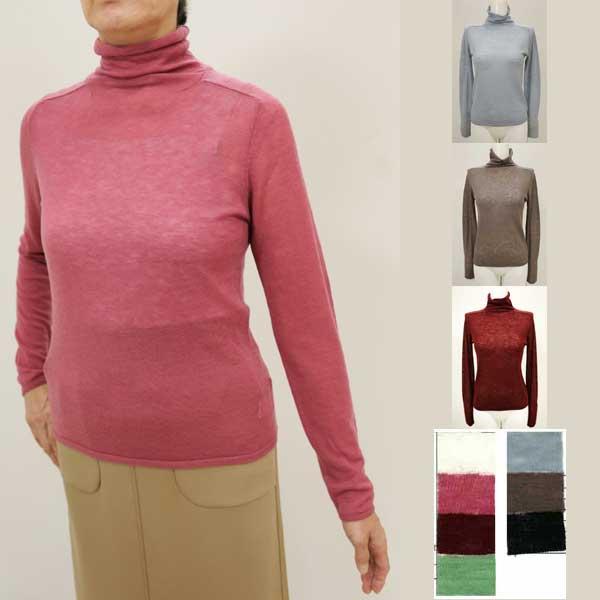 【発売日：2025年10月22日】80256140/毛100％ハイゲージのガーゼニット素材、クシュクシュボトルネックのプルオーバーセーター、肩ヨーク〜袖を１枚パネルで編地切替を施した、変形ラグランスリーブです。薄手でやや透け感がありますが、...