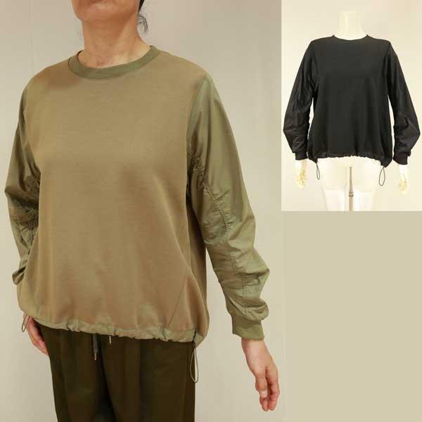 【発売日：2025年08月18日】809109/厚手の綿100％天竺素材にリブニットパイピング丸首カットソー、張り感ある綿・ポリエステル布帛の袖をドッキングさせ、パネルで接ぎ合わされた袖底両脇にはシャーリングを入れて立体感を出しています。袖...