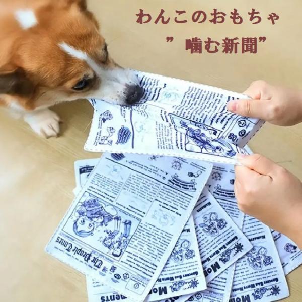 わんこのおもちゃ「噛む新聞」は、見た目はただの布なのに、噛んでも噛んでも破れない丈夫さが魅力です！カシャカシャと音が鳴るので、わんちゃんの興味を引きつけます。小型犬から大型犬まで楽しめる設計で、引っ張りっこ遊びにもぴったり。一瞬で元の形に戻...