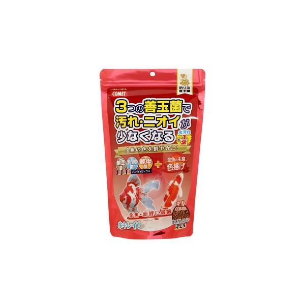 中・大型金魚や幼鯉に最適な色揚げ用栄養フードで中粒タイプ、3種の善玉菌配合で水の汚れ・臭いを軽減、たっぷり430gの大容量サイズ。【お客様へ】本商品は、賞味期限3ヵ月以上の商品をお届けしております。