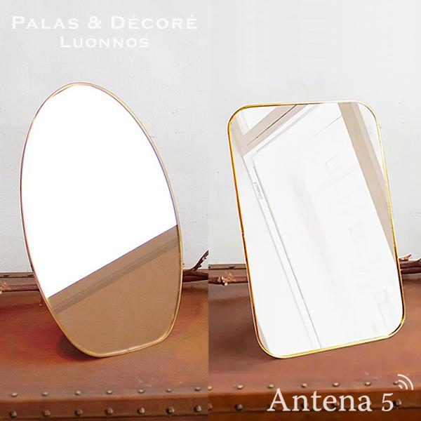 商品名：Odier 真鍮スタンド＆ウォールミラーサイズ：楕円（ODR-11）約W18×H27.7×D2cm（脚を畳んだ状態）角丸（ODR-12）約W18×H27.5×D2cm（脚を畳んだ状態）素材：3mm厚ミラー、真鍮、紙、PS樹脂備考：※...